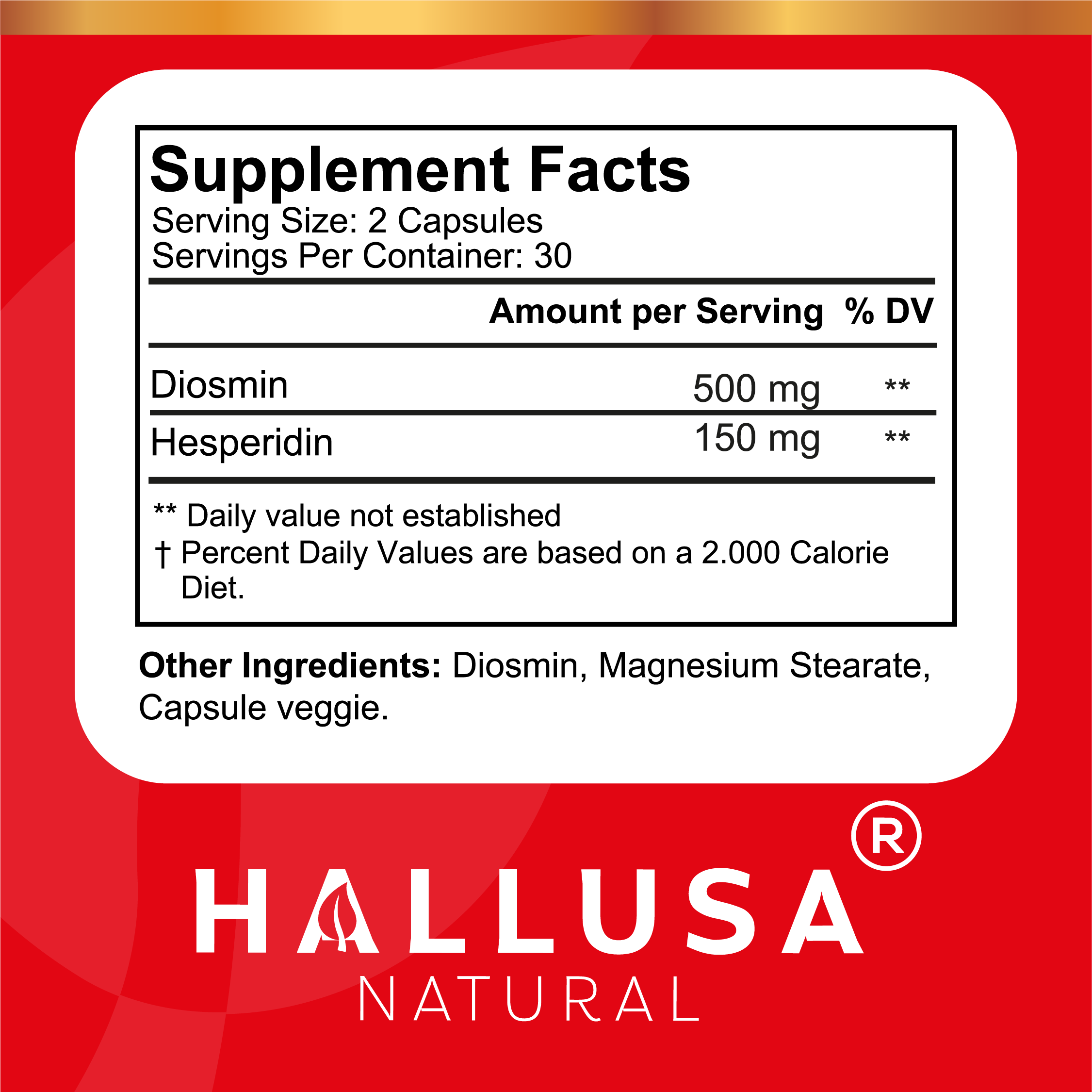 Hallosmine Ultra - Diosmin 500 mg Circulation Support + Hesperidin 150 ...